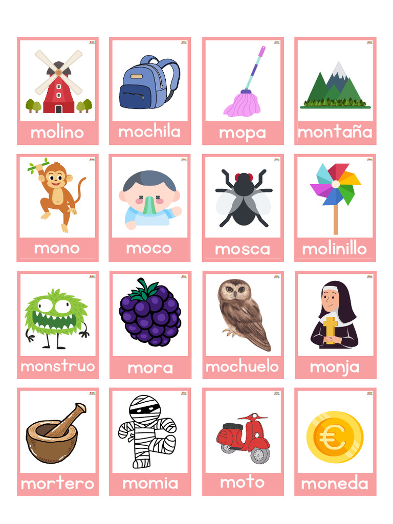 Palabras Con Mo Fichas Educamundo | PDF