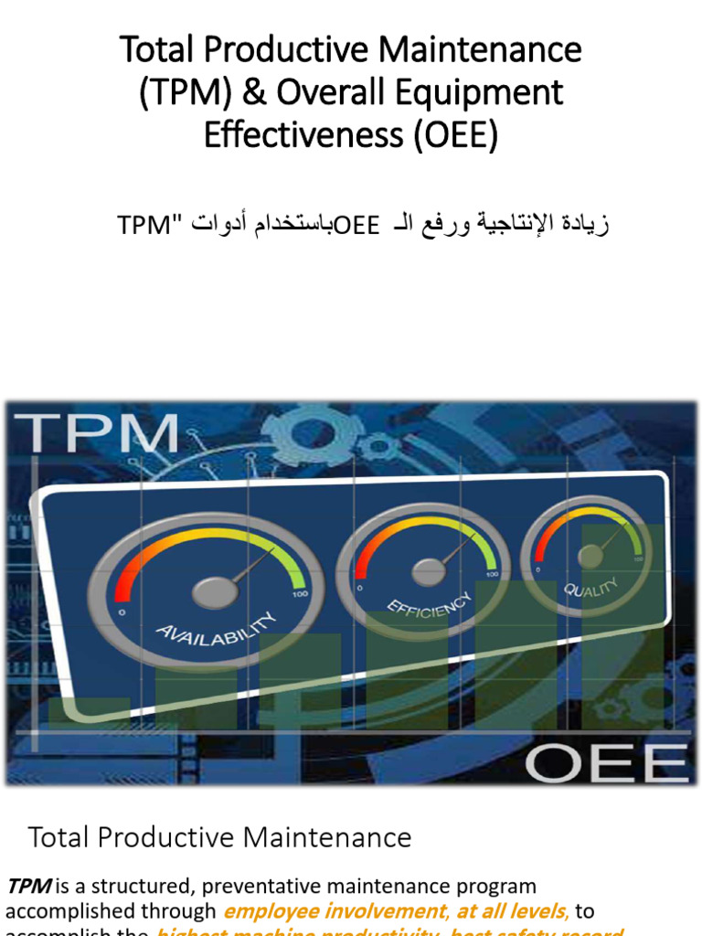 Total Productive Maintenance (TPM) & Overall Equipment Effectiveness (OEE) | PDF