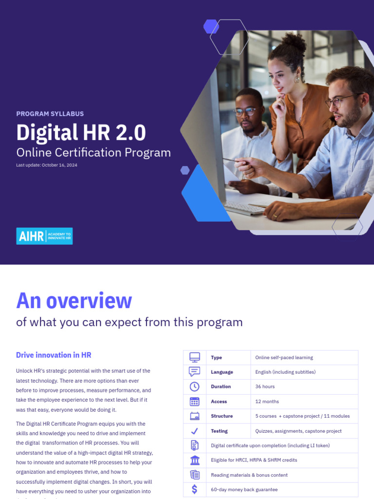 Digital HR Certificate Program Syllabus AIHR | PDF | Change Management ...