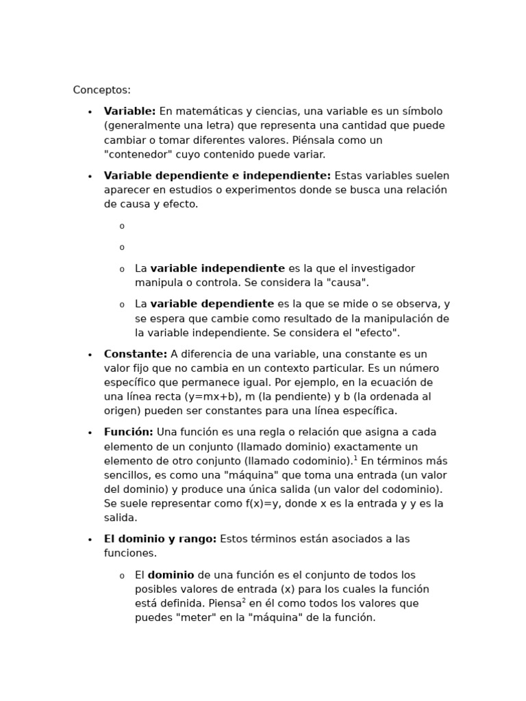 Definición de variable en matemáticas | PDF | Variable (Matemáticas ...