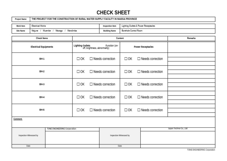 2025-03mar-31 - BH Control RM Lighting & Con Outlets Inspection Sheet ...