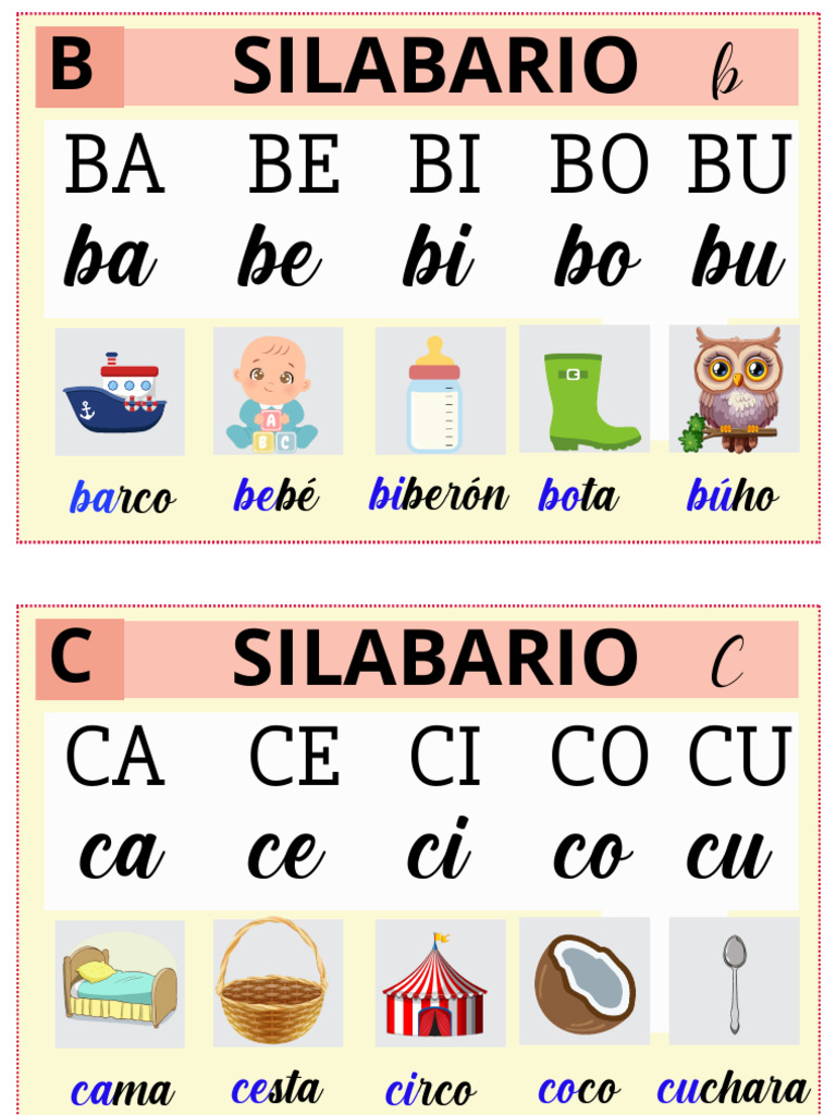 Silabario Ilustrado para Imprimir | PDF