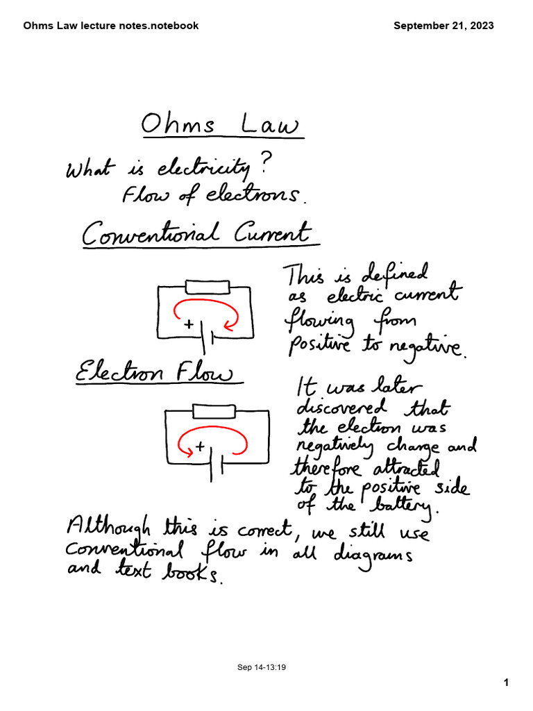 Free Ohm's Law Lecture Notes PDF | PDF