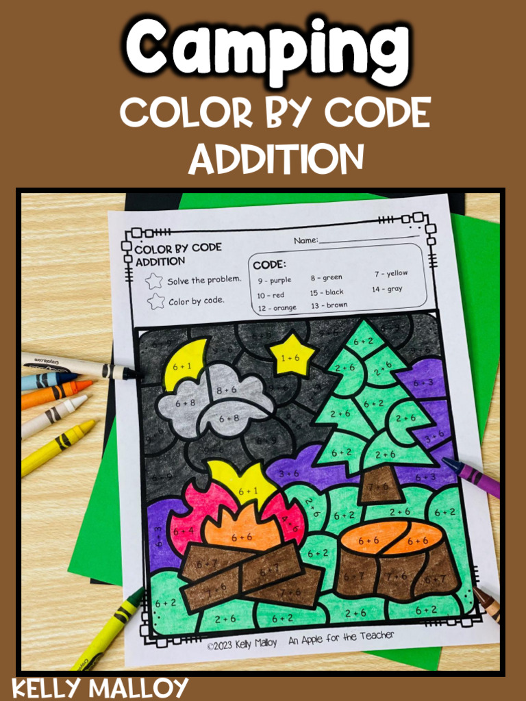 Camping-Themed Addition Worksheets | PDF | Red | Color