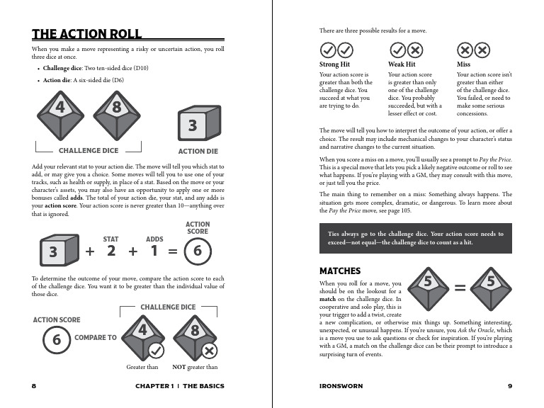 Ironsworn Rulebook Spreads 10 | PDF | Dice | Tabletop Games