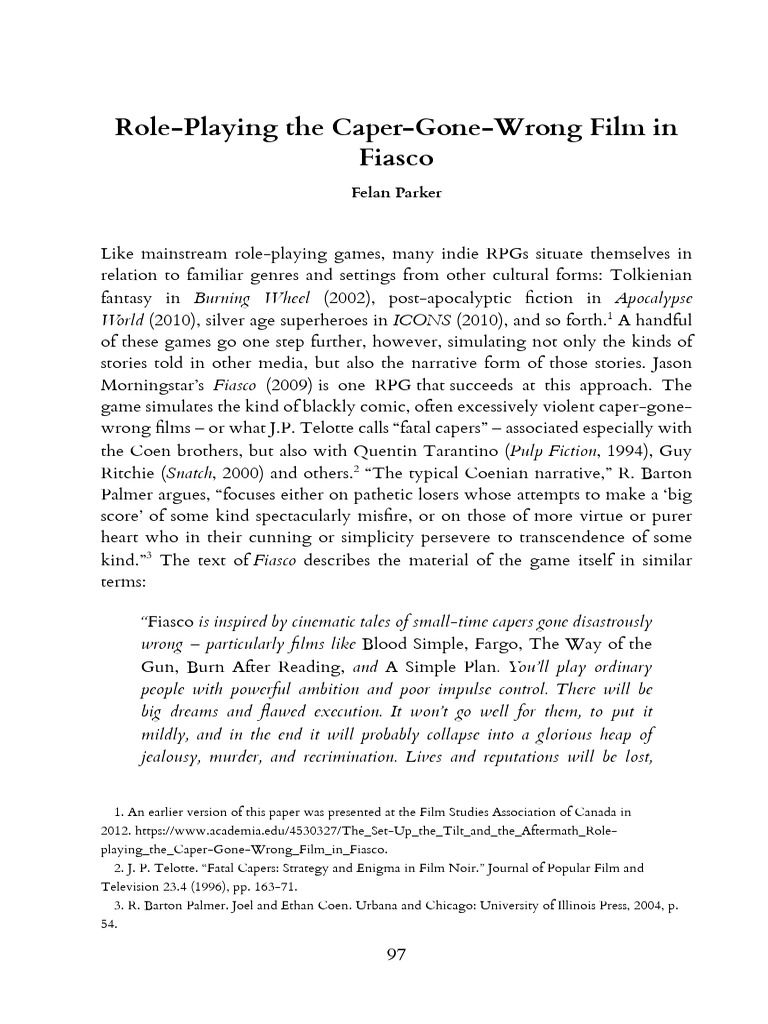 Fiasco: Role-Playing Caper Films | PDF | Irony