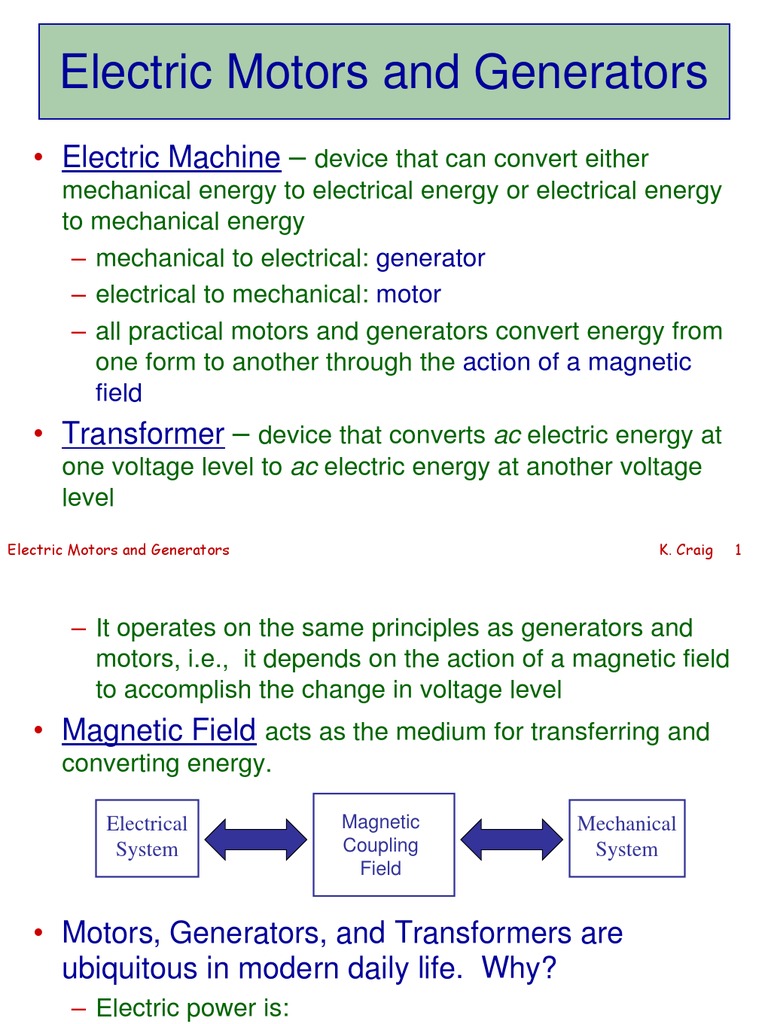 Electric Motors, Generators, and Transformers | PDF | Electric Motor ...