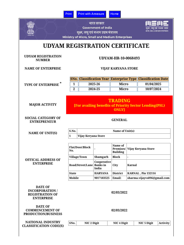 Print - Udyam Registration CertificatePDF - 250628 - 205344 | PDF