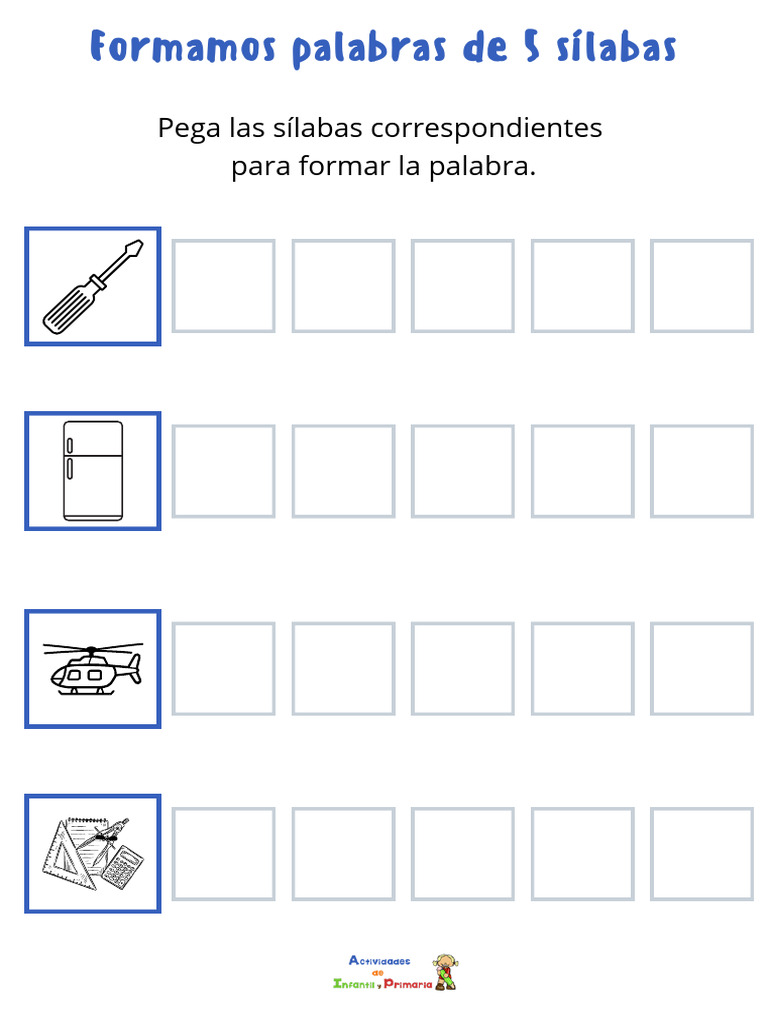 Fichas Formar Palabras 5 Silabas | PDF