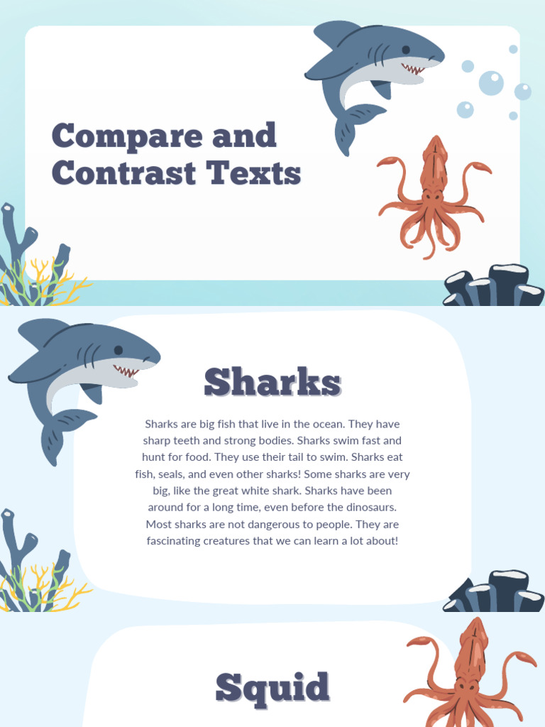 Compare and Contrast Texts Presentation in A Colorful Playful Style | PDF