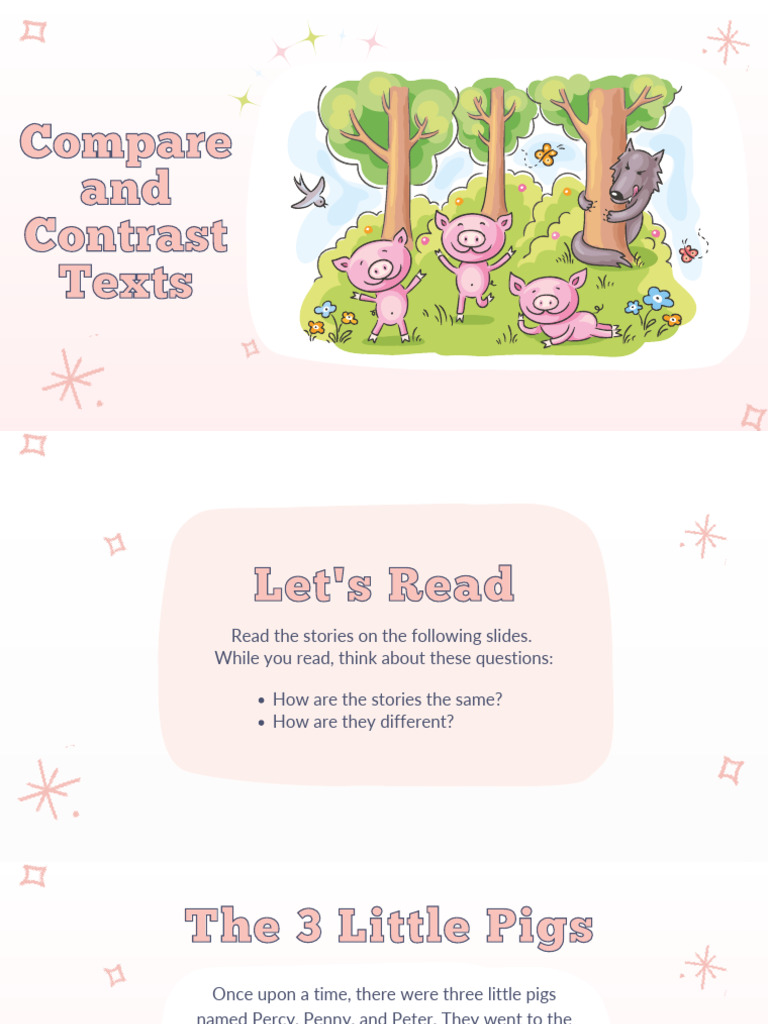 Compare and Contrast Texts Presentation For Reading Comprehension in A ...