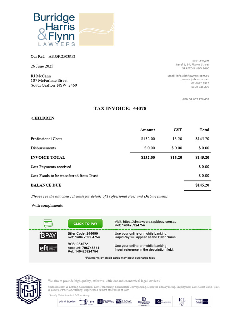 Invoice No. 44078 - BHF Tax Invoice | PDF | Interest | Business