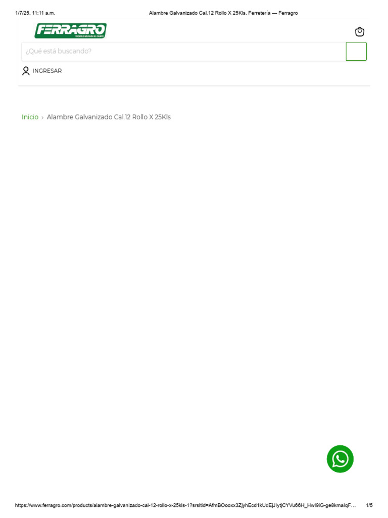 Alambre Galvanizado Cal.12 Rollo X 25Kls, Ferretería - Ferragro | PDF | Cable | Lima (Material)