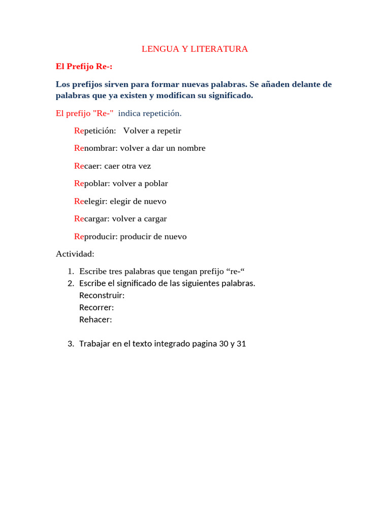 Significado y Ejemplos del Prefijo Re- | PDF