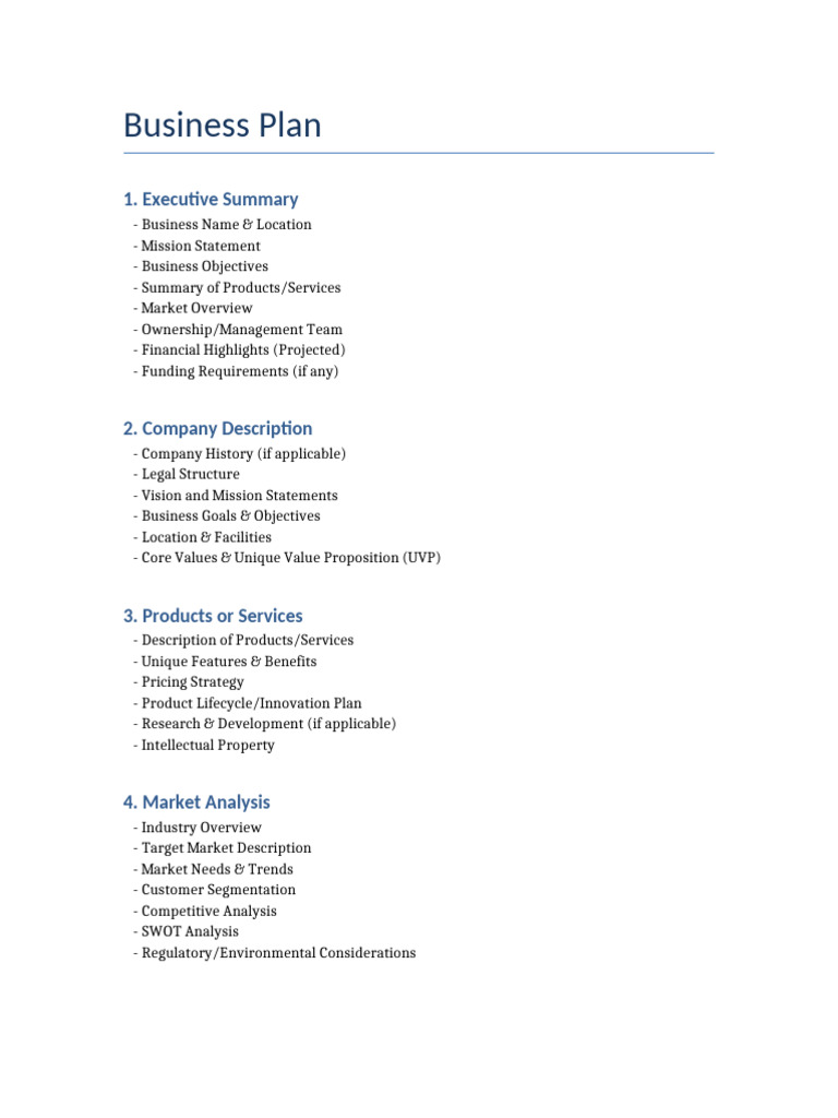 Comprehensive Business Plan Template | PDF