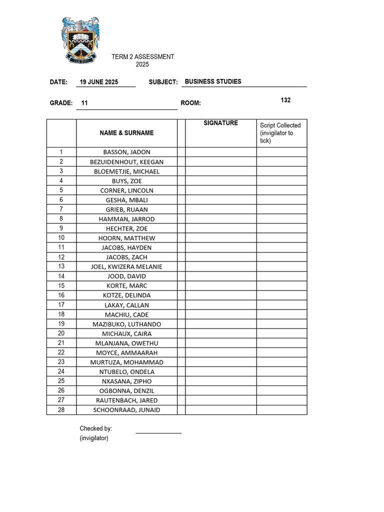 Grade 11 Exam Venues | PDF