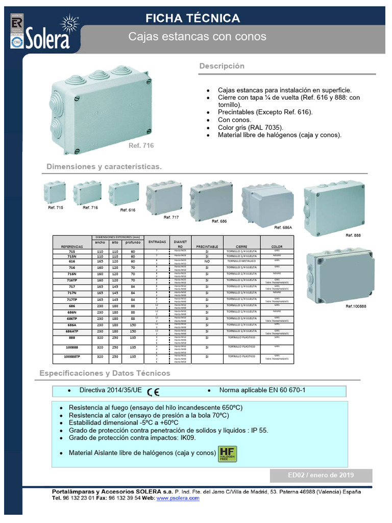 Ficha Tecnica Solera 100888 | PDF