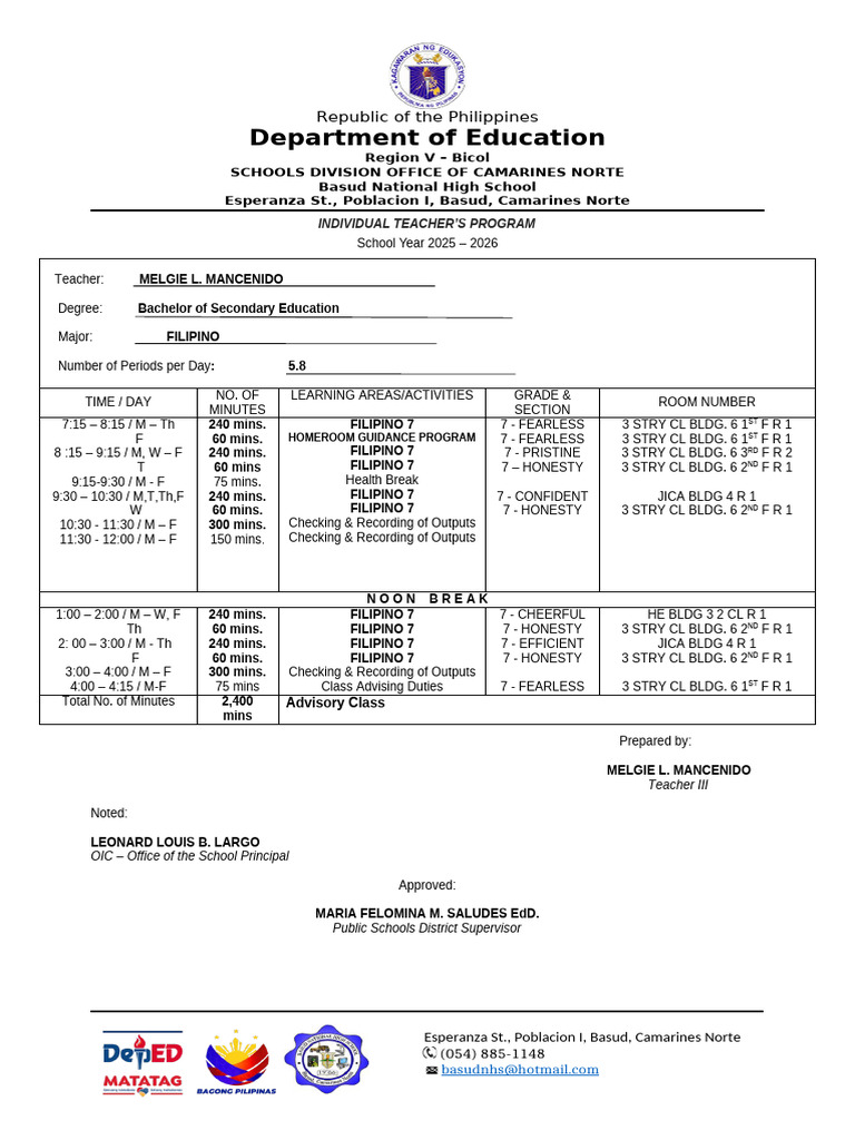 Mancenido Teachers Program.25-26 | PDF | Philippines