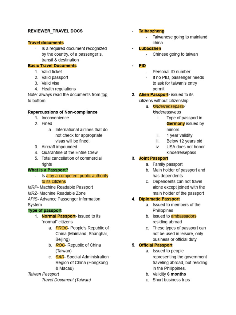 Phas Reviewer Travel Docs | PDF | Passport | Travel Visa