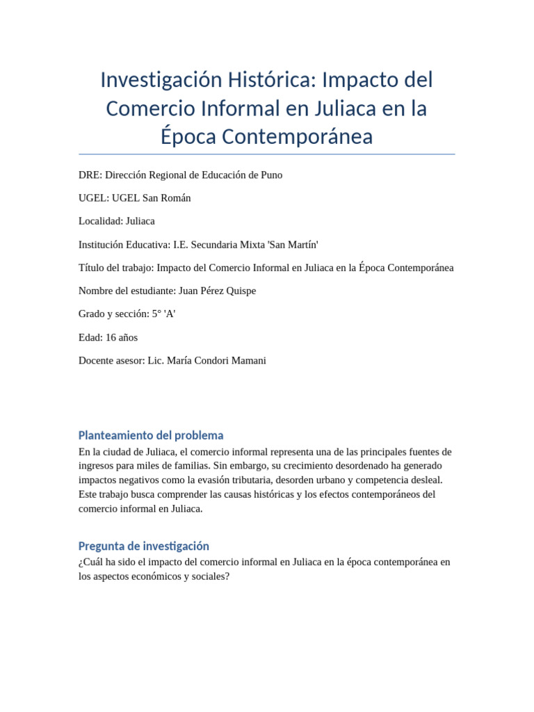 Investigación Comercio Informal Juliaca 2025 | PDF | Economias | Science