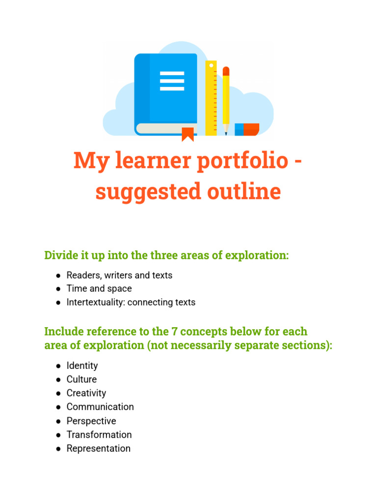 My Learner Portfolio - Suggested Outline: Divide It Up Into The Three ...