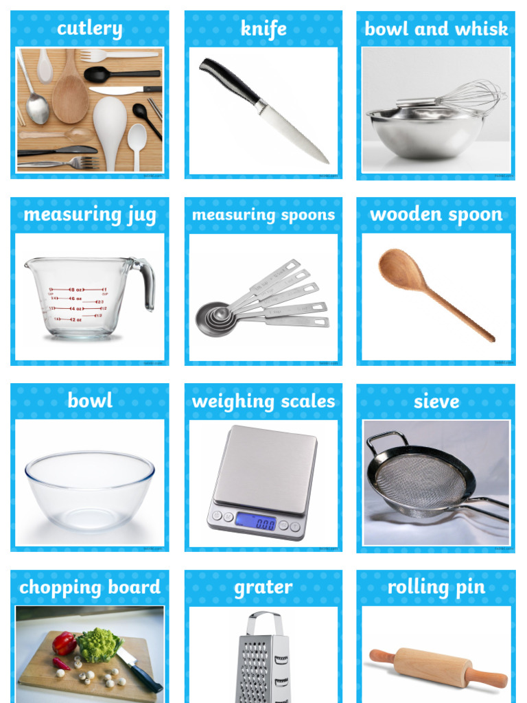 Cooking Utensils Photo Flashcards Ver 1 | PDF