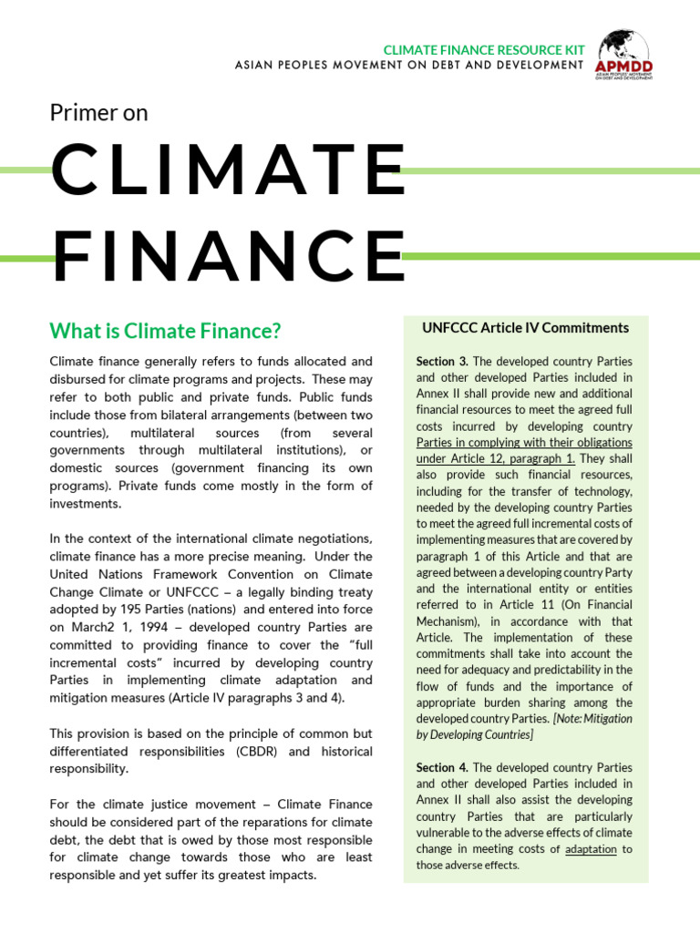 A QA Primer On Climate Finance Climate Finance 101 | PDF | United ...