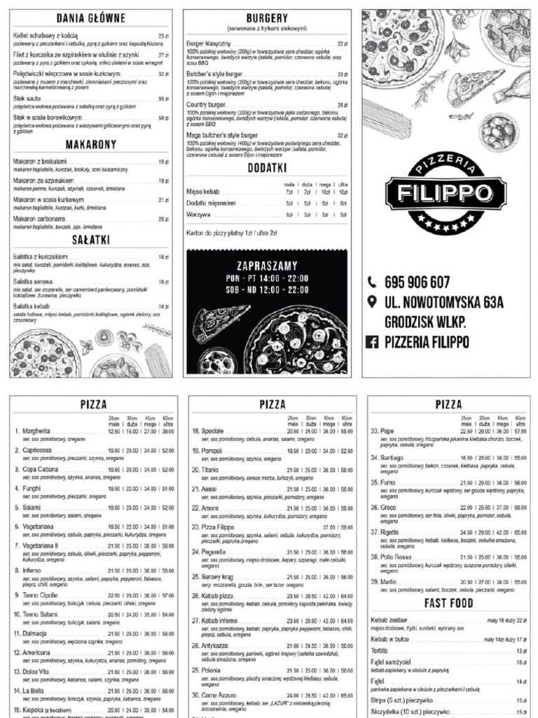 Pizzeria Filippo Menu | PDF