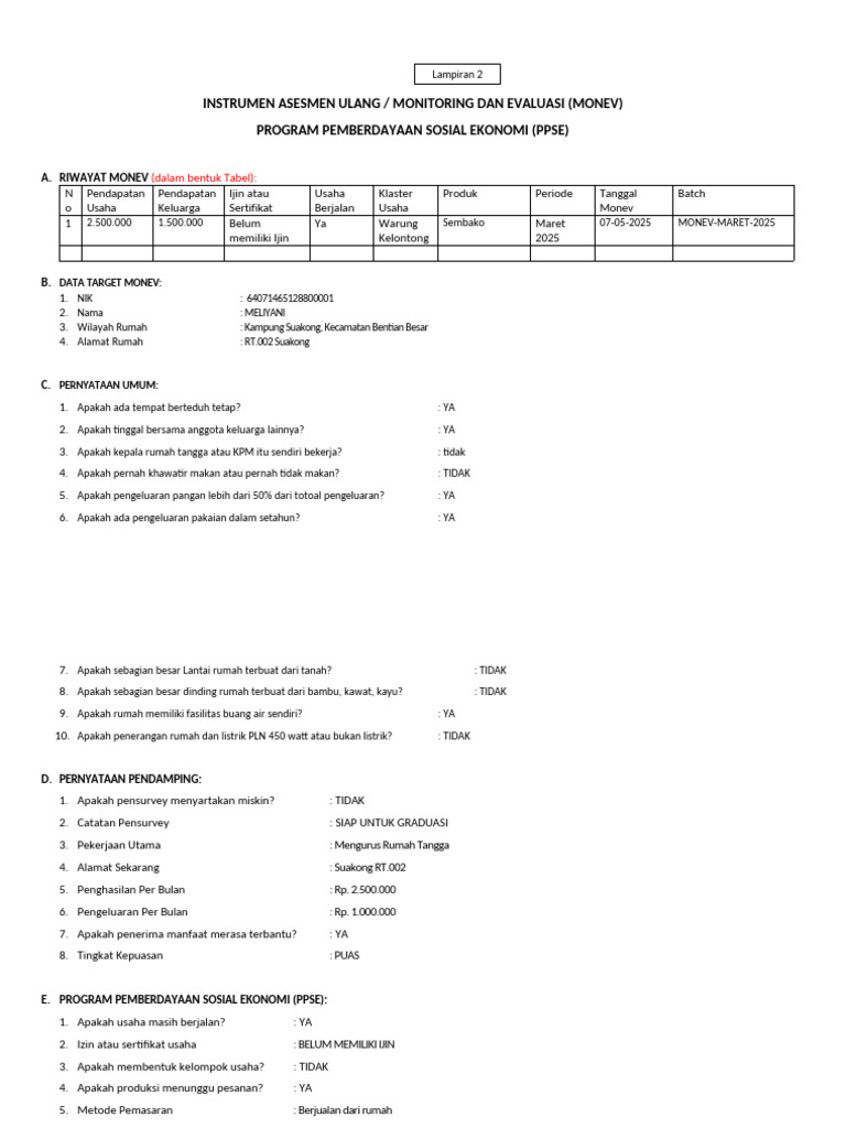 Instrumen Asesmen Ulang PPSE 2025 1 | PDF