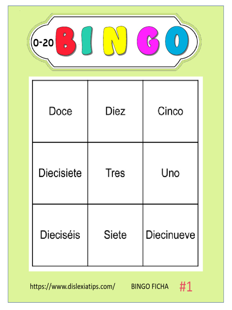 Bingo 0 20 Numeros en Letra | PDF