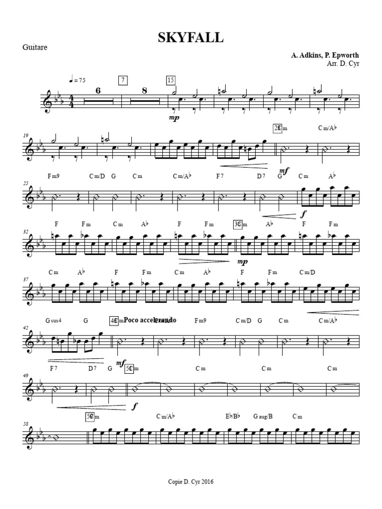 Skyfall Arr. D. Cyr - Guitar | PDF