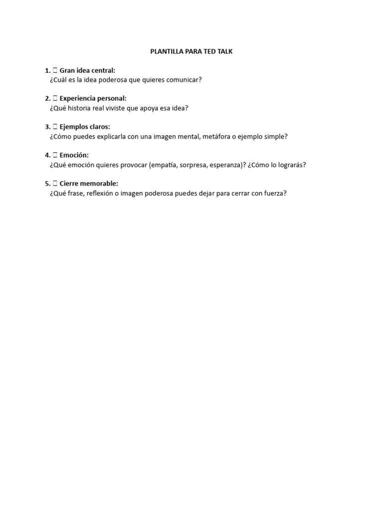 Plantilla para Crear una TED Talk | PDF