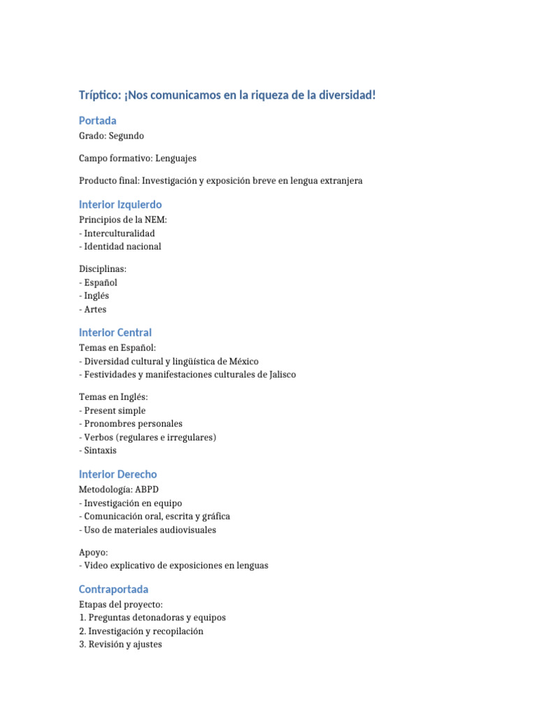 Triptico Nos Comunicamos | PDF