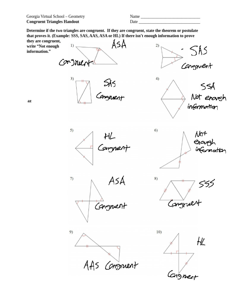 Congruent Triangles Handout | PDF