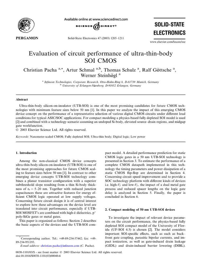 PAC03 - Evaluation of Circuit Performance of Ultra-Thin-Body | PDF ...