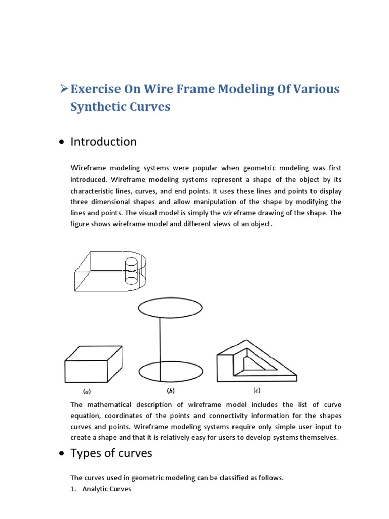 Exercise On Wire Frame Modeling of Various Synthetic Curves | PDF ...