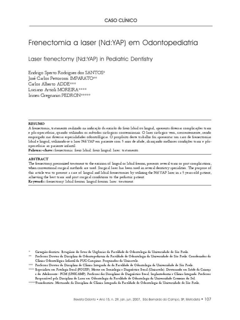 Frenectomia Lingual A Laser | PDF | Odontologia | Especialidades médicas