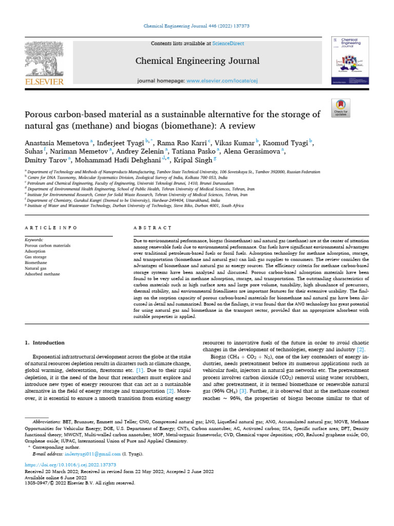 2022 PCM CH4 Cej | PDF | Adsorption | Natural Gas