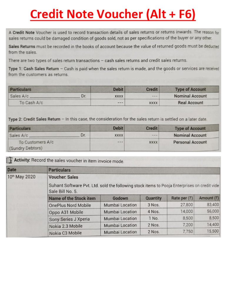 Credit Note Voucher Entry Guide | PDF