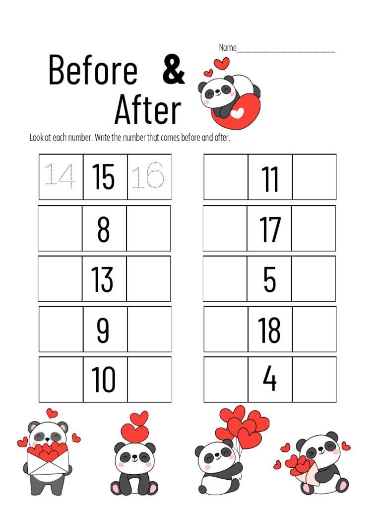 Before and After Math Worksheet | PDF