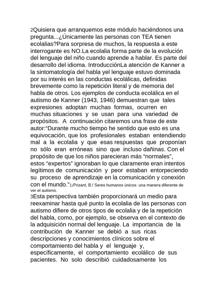 Ecolalia: Comprendiendo su Función y Tipos | PDF | Autismo | Memoria