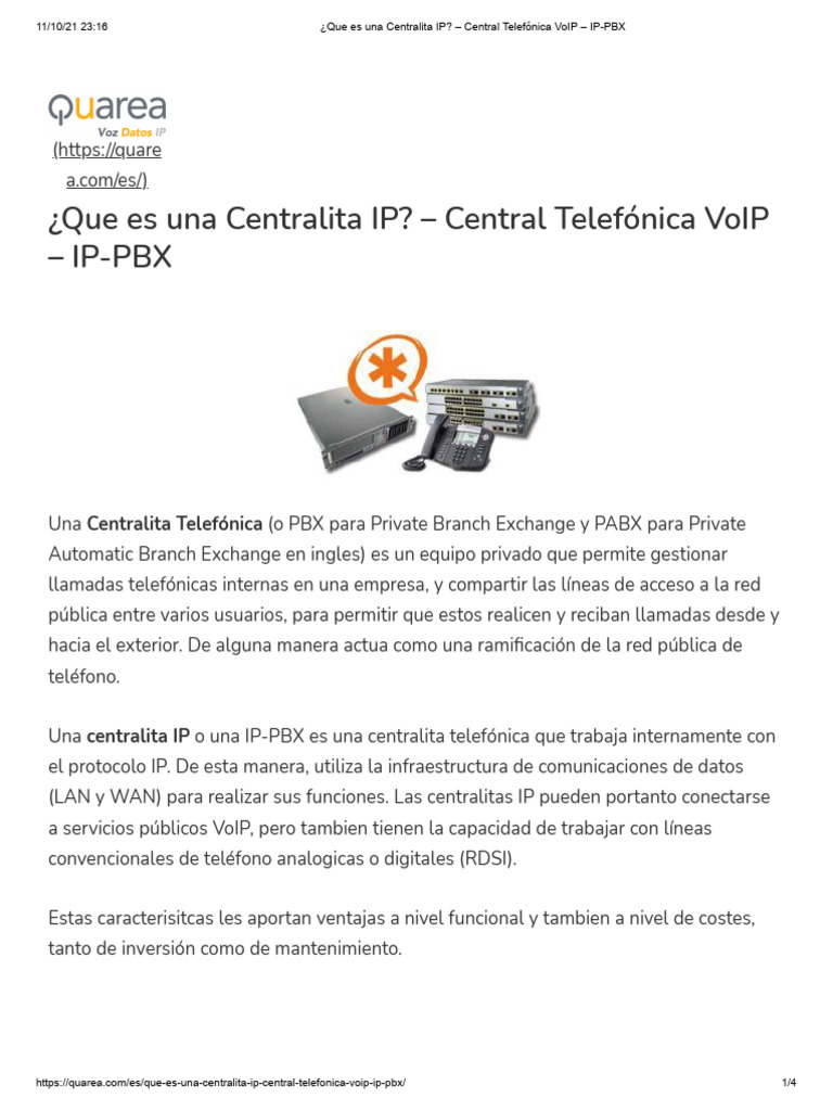 ¿Que Es Una Centralita IP - Central Telefónica VoIP - IP-PBX | PDF | Central telefónica | Redes ...