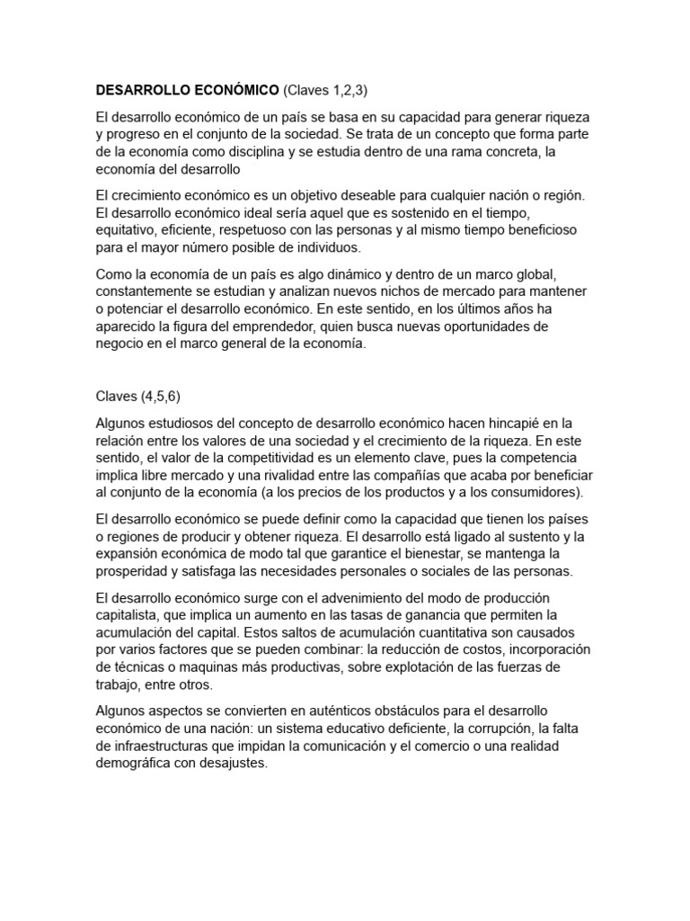 Desarrollo Económico Análisis Tarea1 | PDF | Desarrollo economico | Economias