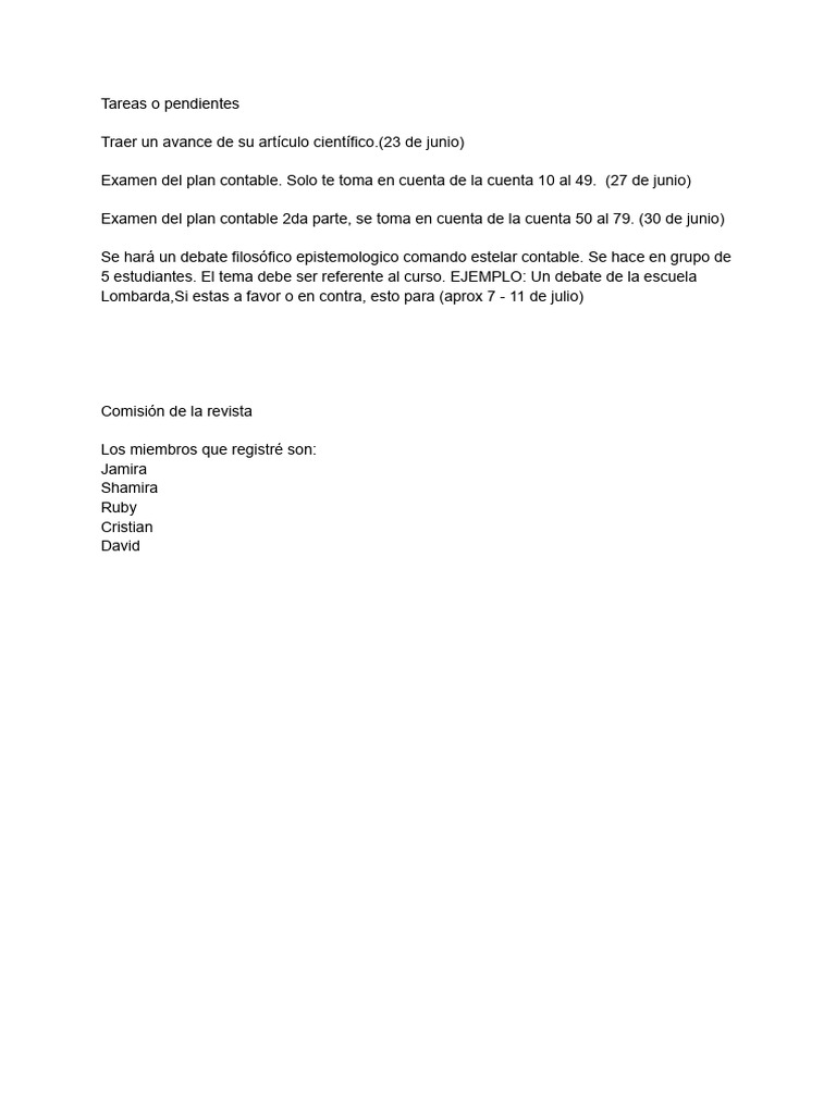 FDCC Tareas o Pendientes | PDF