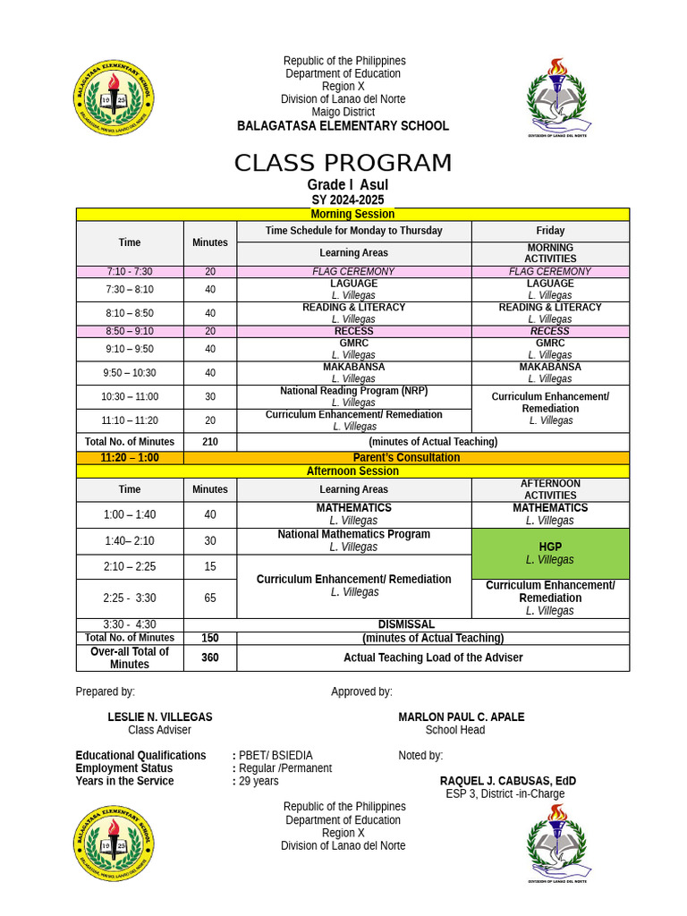 Class Program Kinder | PDF | Education Theory | Learning