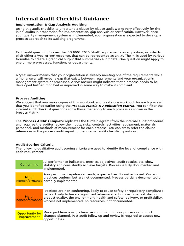 QMS Internal Audit Checklist Demo | PDF | Audit | Quality Management System