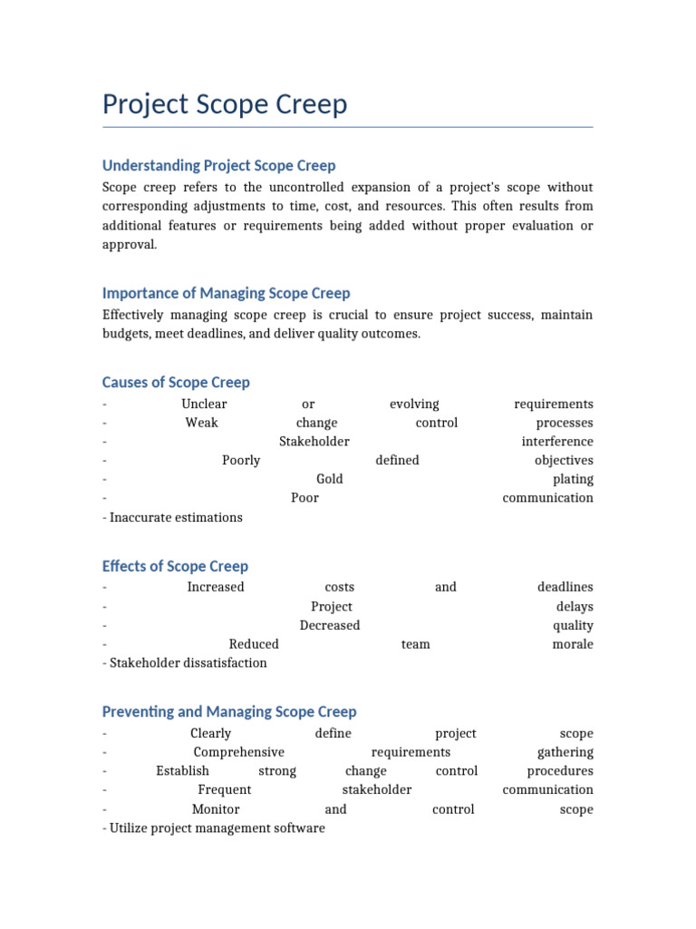 Managing Project Scope Creep | PDF | Project Management | Business