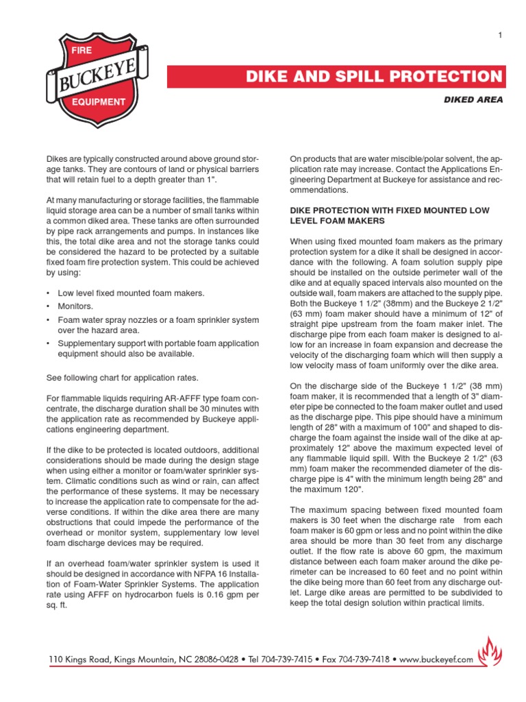 Dike and Spill Protection: Diked Area | PDF | Fire Sprinkler System | Foam