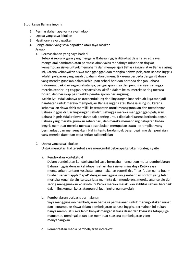 Contoh Studi Kasus Bahasa Inggris Reski Ananda | PDF