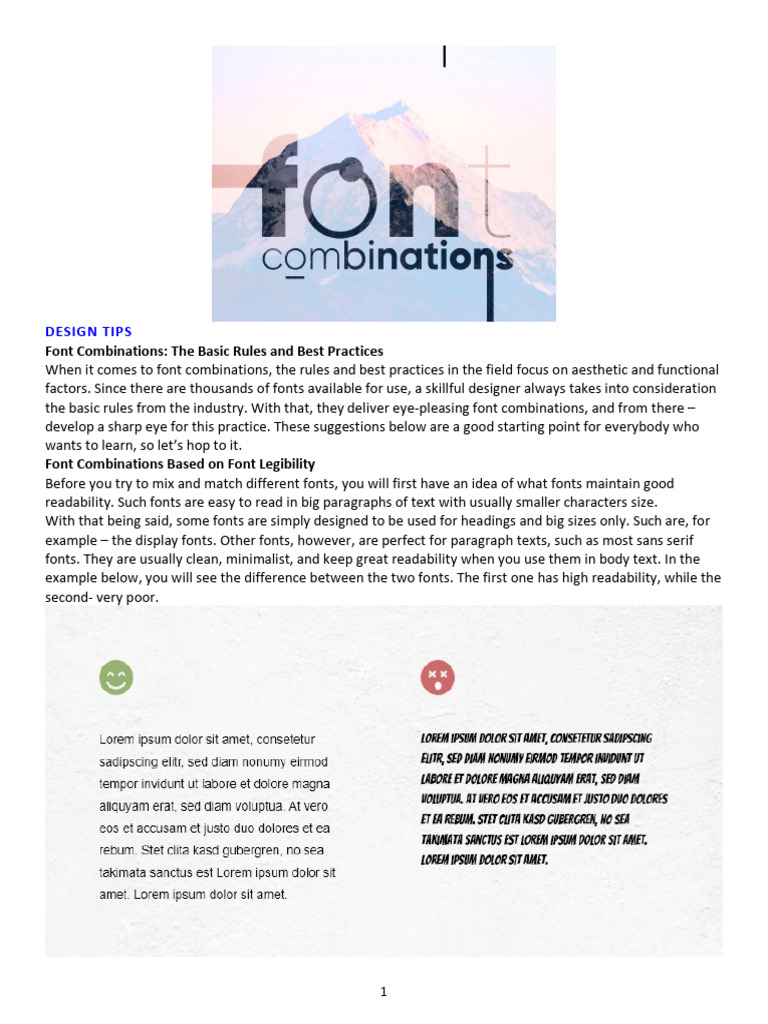 Font Combinations DESIGN TIPS | PDF | Typefaces | Serif